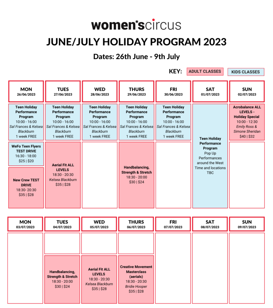 Winter Holiday Program out now! - Women's Circus